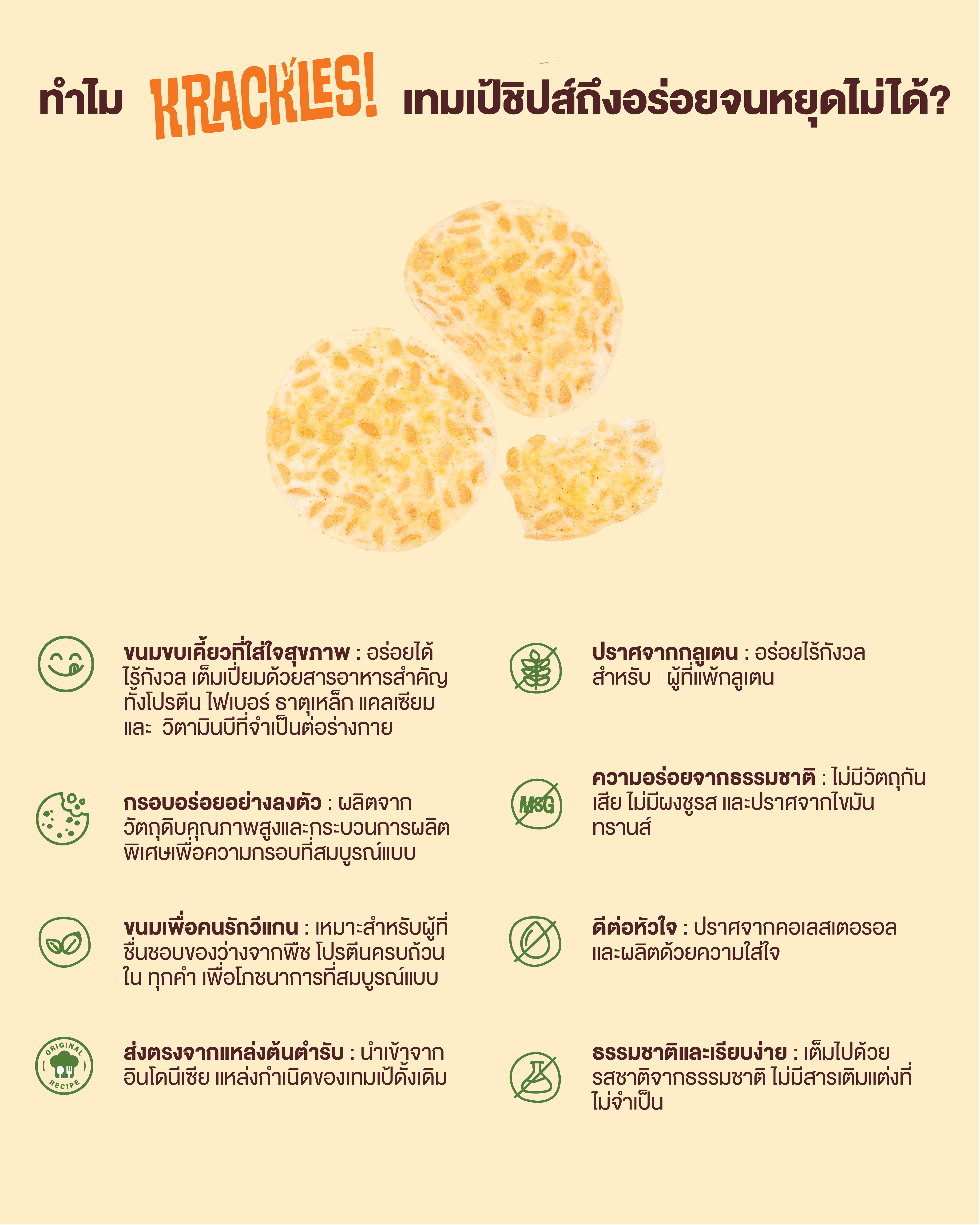 Krackles! Tempeh Chips, Hot Chili Pepper Flavor – แคร็กเคิลส์ เทมเป้ ...